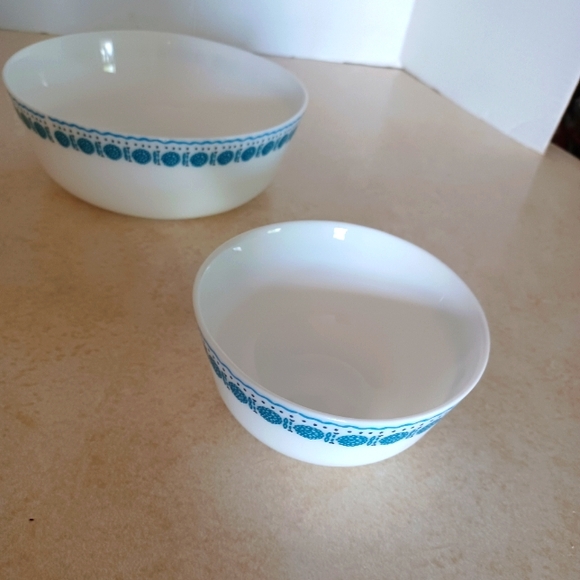 Corelle | Kitchen | New Corelle Glass Bowls White Milk Azure Medallion ...